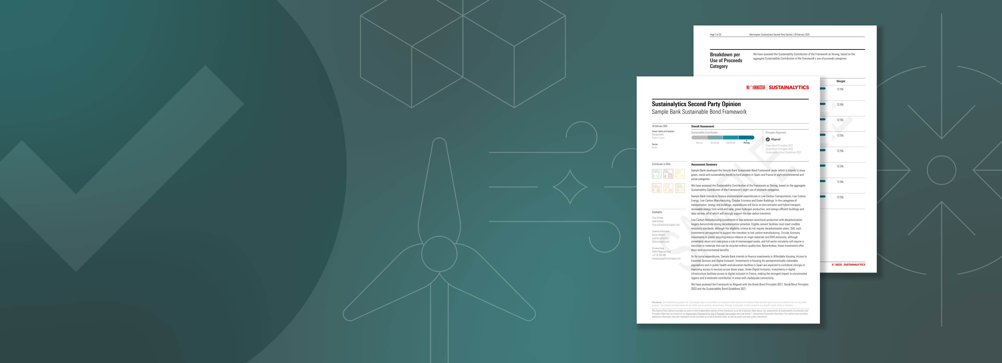 SPO Sample Bank Sustainable Bond Framework